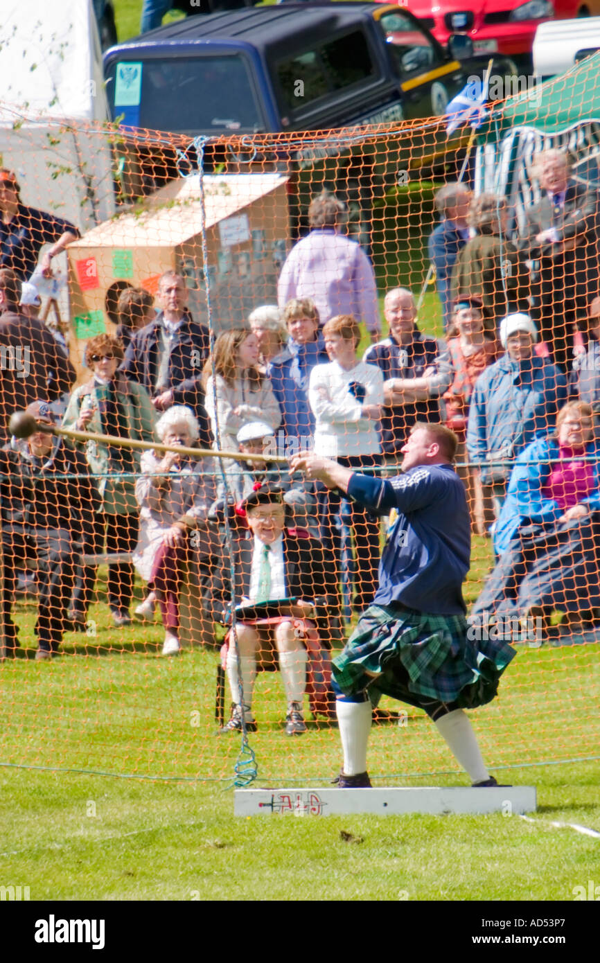 Competitor throwing hammer at 2006 Atholl Gathering Highland Games ...