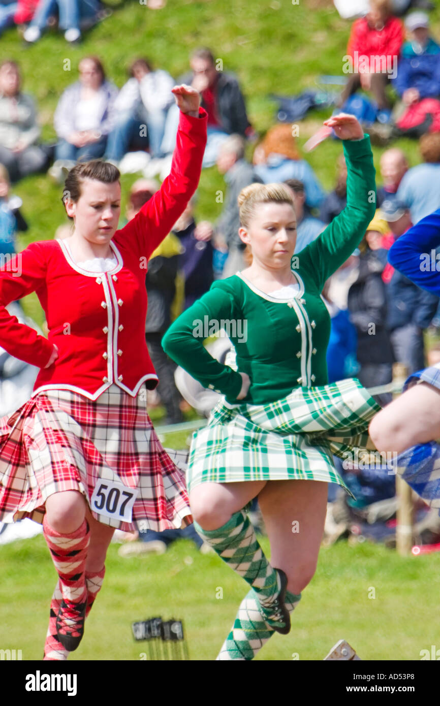 2 Young women highland dancers at 2006 Atholl Gathering Highland Games ...