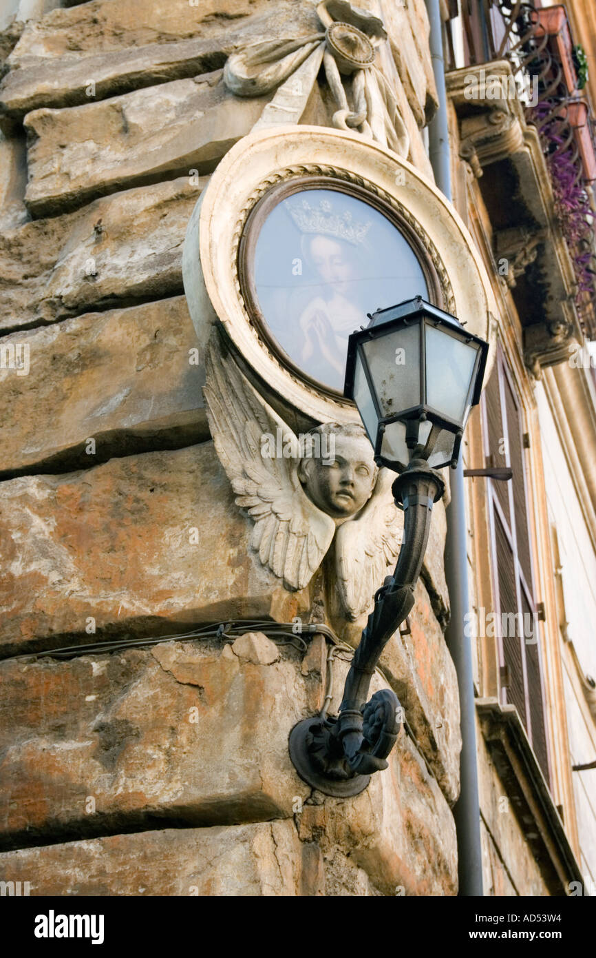 Rome Italy street corner lamps and shrine Stock Photo - Alamy