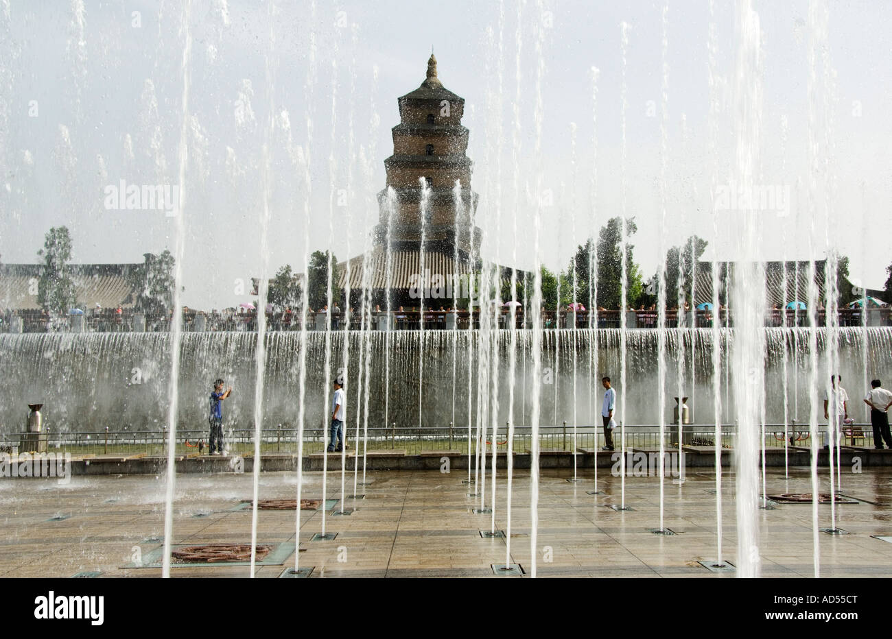 watershow at the Big Goose Pagoda park Tang Dynasty built in 652 by ...