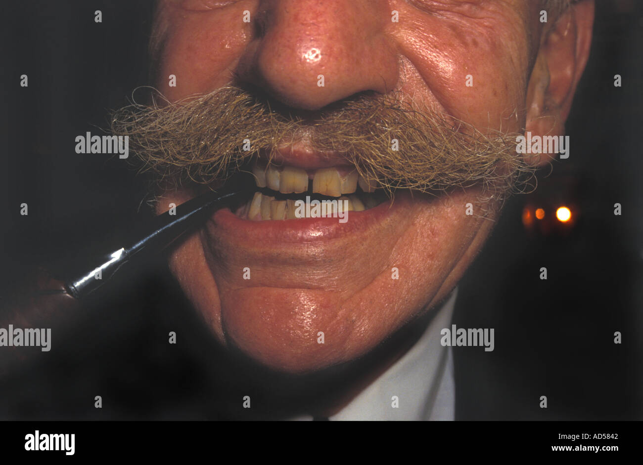 Ian Peak, member of the Handle Bar Club smoking a pipe Stock Photo - Alamy