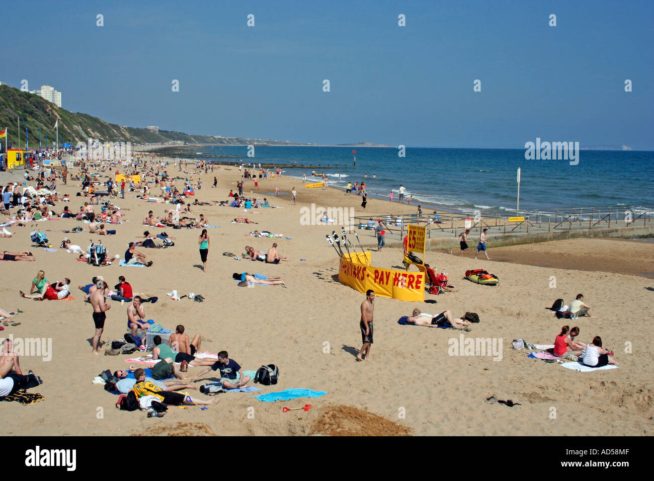 Sunbathing at bournemouth beach hi-res stock photography and images - Alamy