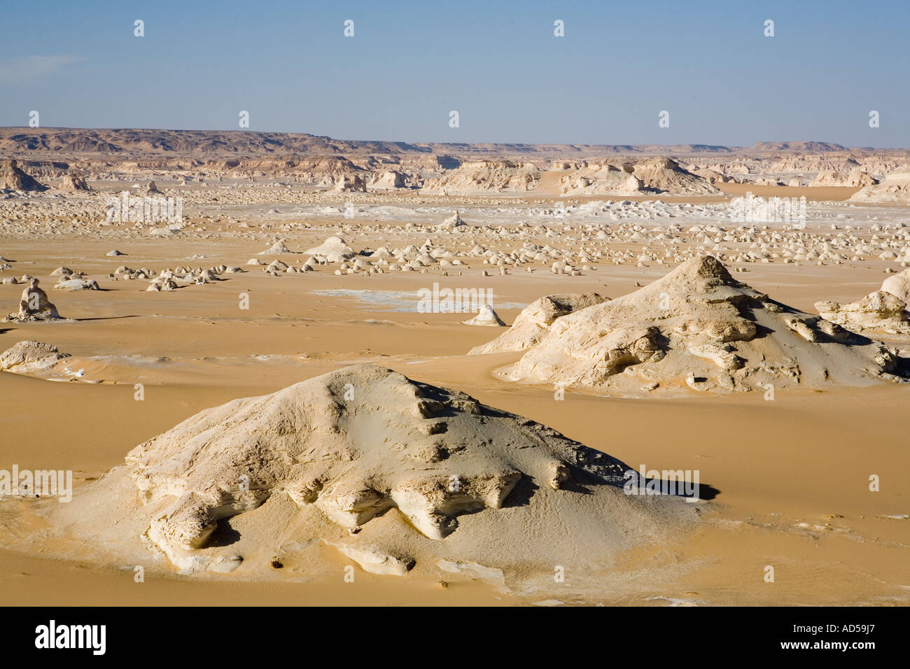 Wind erroded rock formations in The White Desert Farafra, Egypt Stock ...