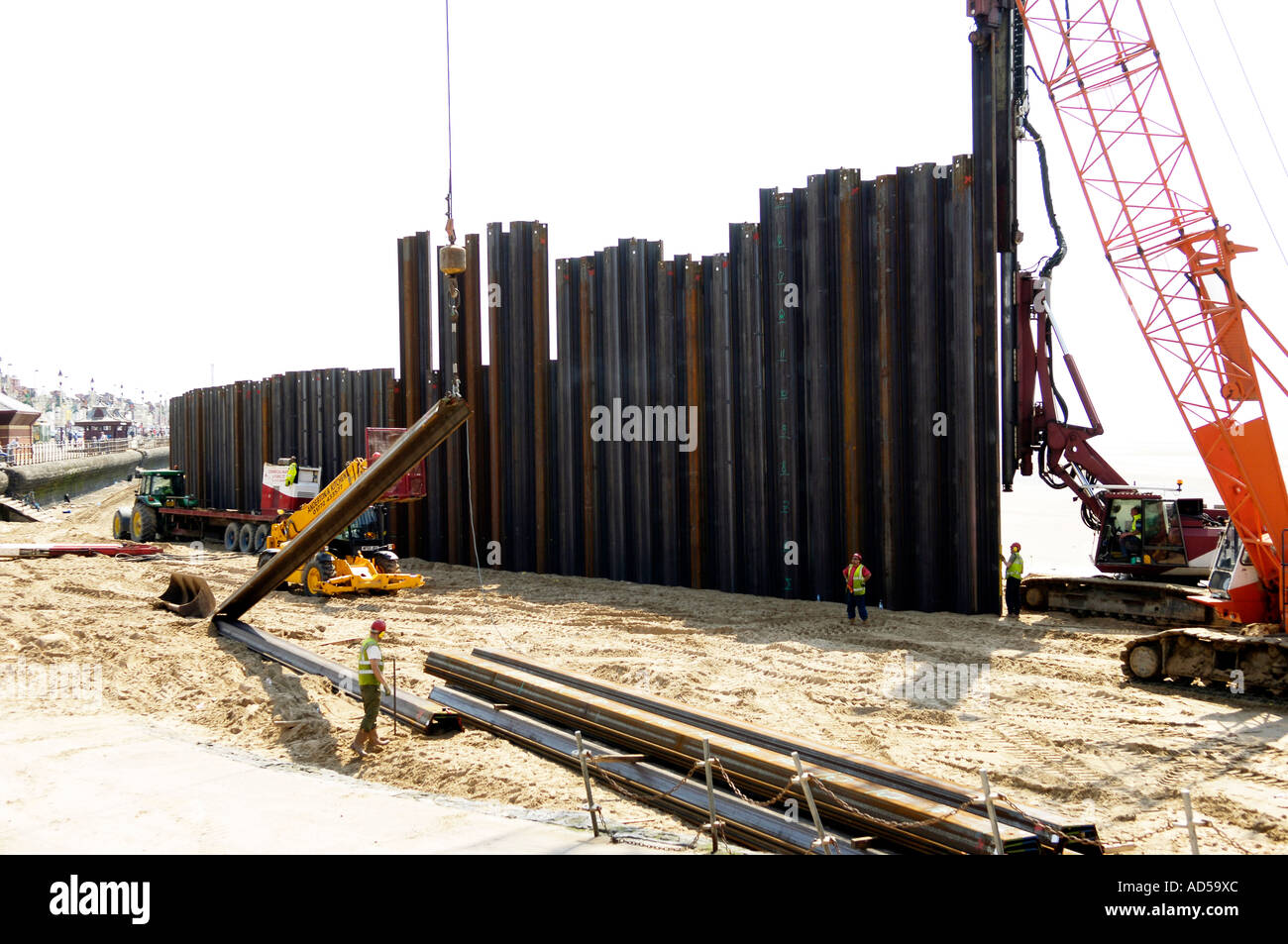 Constructing sea defences on Blackpool seafront Stock Photo - Alamy