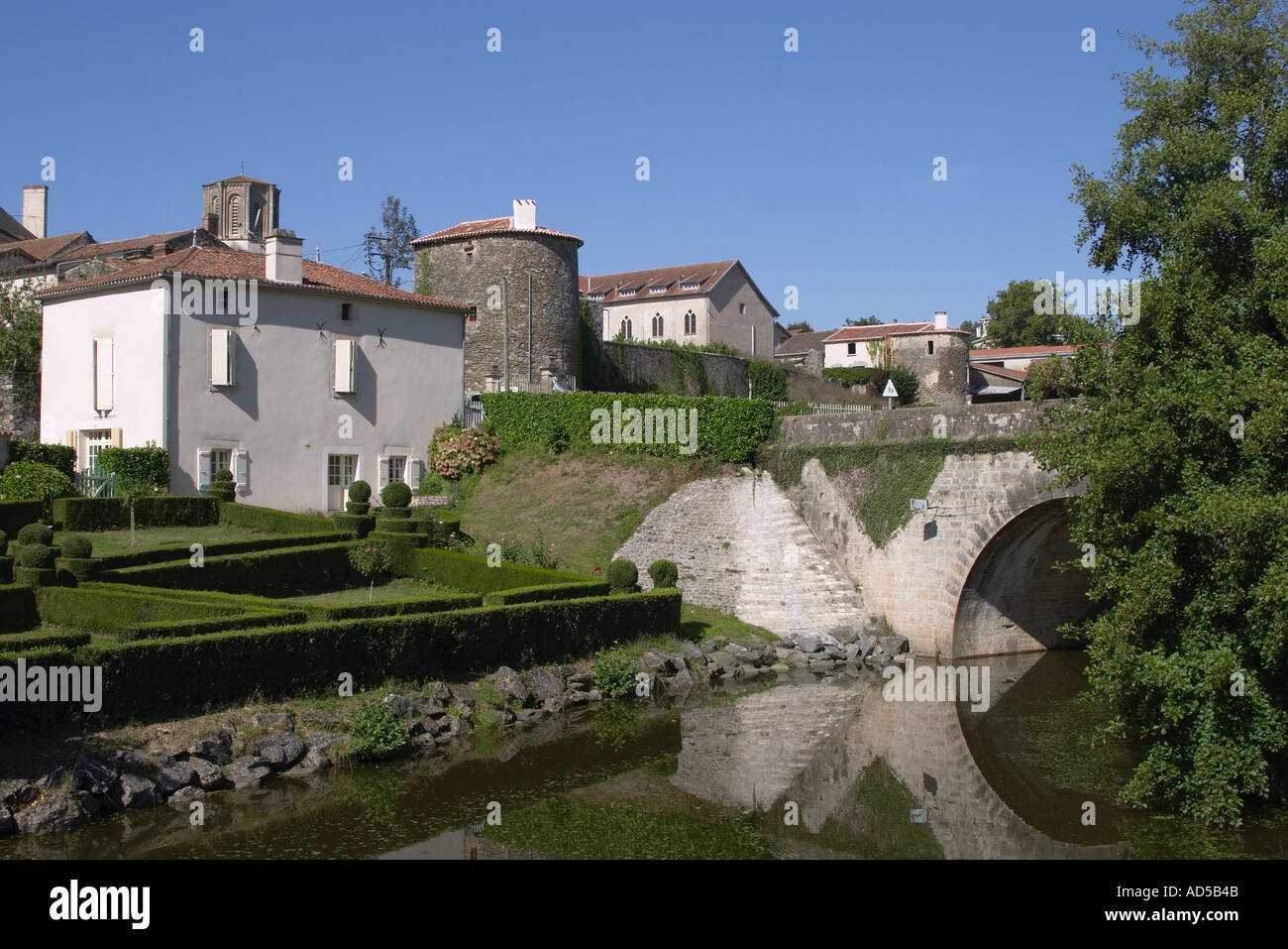 Old bridge at Vouvant Vendée France Stock Photo - Alamy