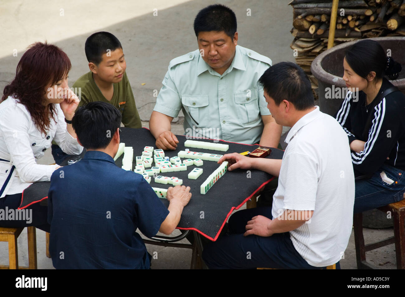 local people playing Mahjong in Wan Xian mountain recreation area ...
