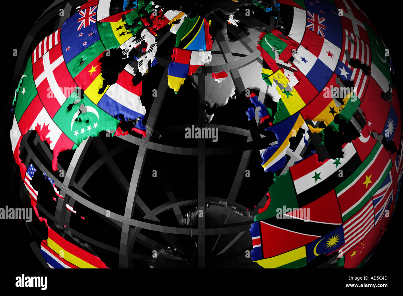 Flags of World s Nations Wrapped Over Globe Stock Photo - Alamy