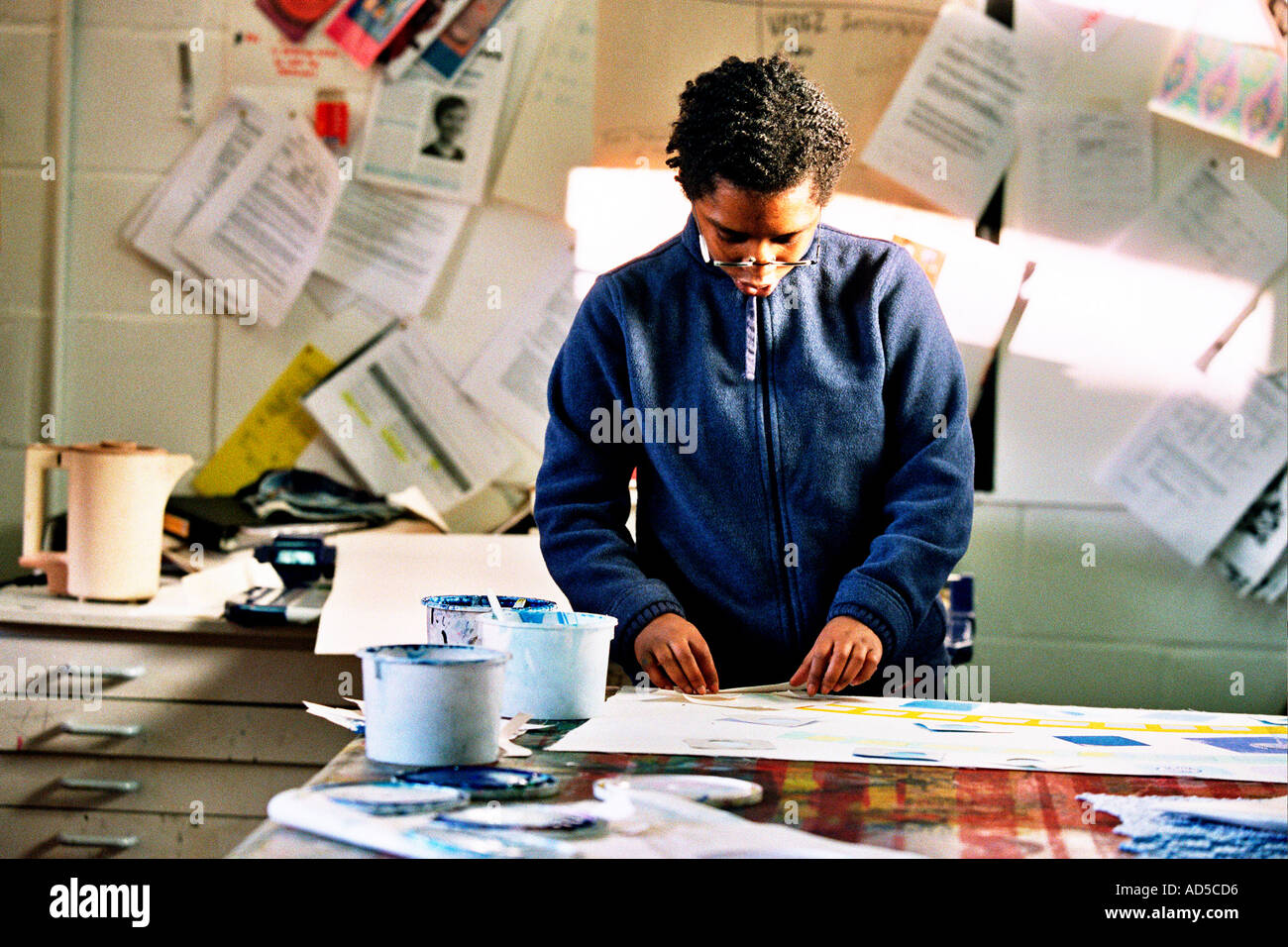 art student working in studio Stock Photo - Alamy