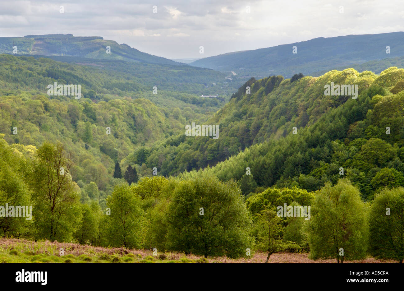 View down the Neath Valley famous for it's waterfall walks at ...