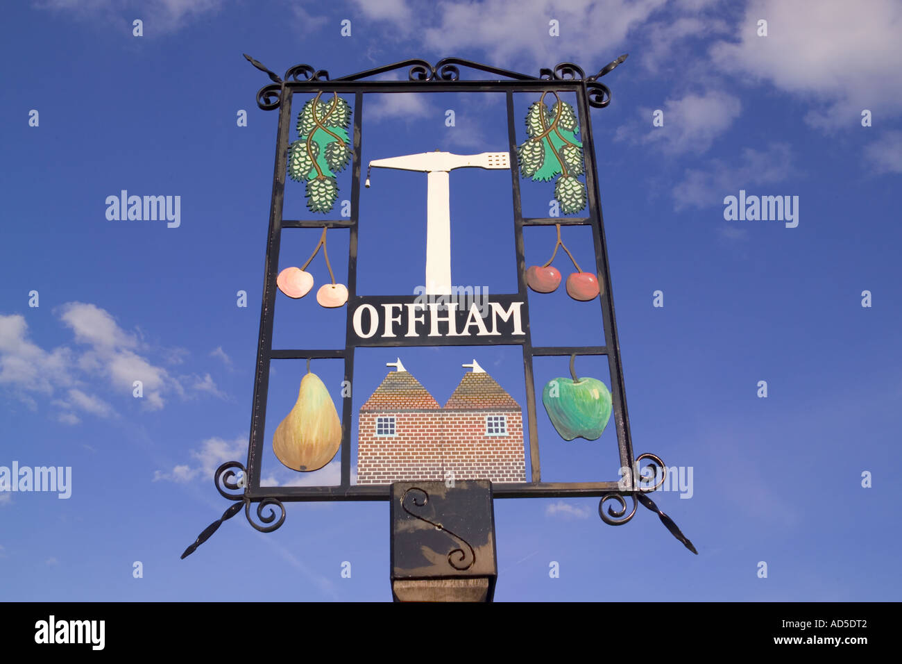 Offham Village sign Kent Stock Photo - Alamy