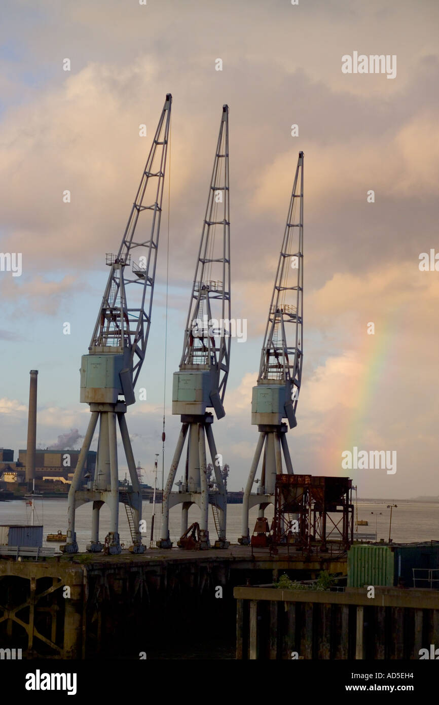Thameside dock cranes at Gravesend Stock Photo - Alamy