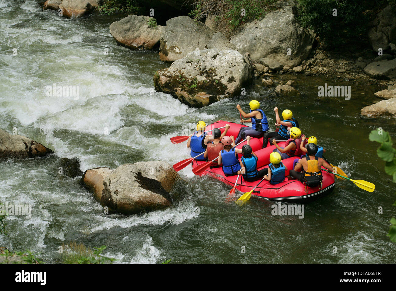 Group of people rafting Stock Photo - Alamy