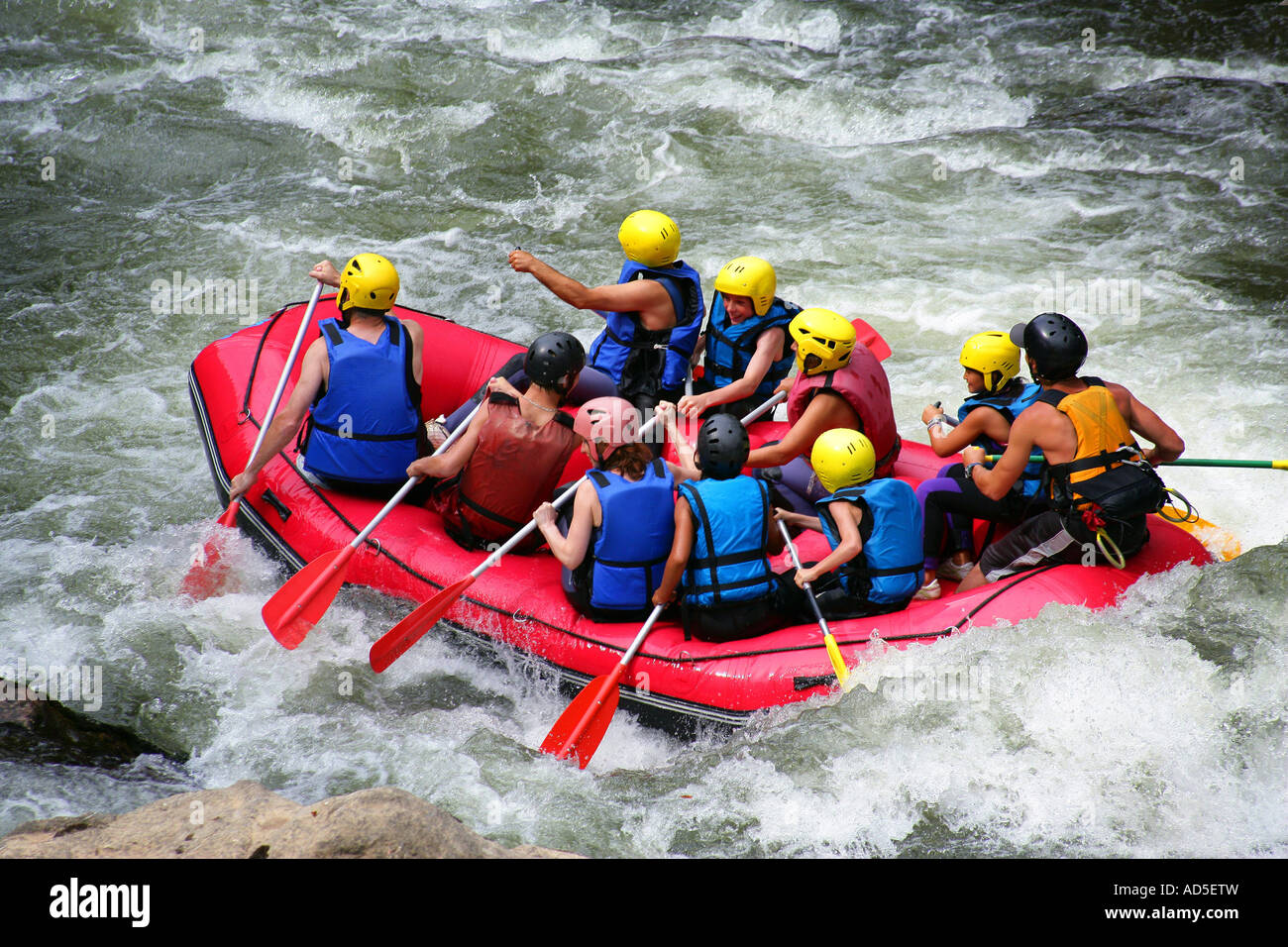 Group of people rafting Stock Photo - Alamy