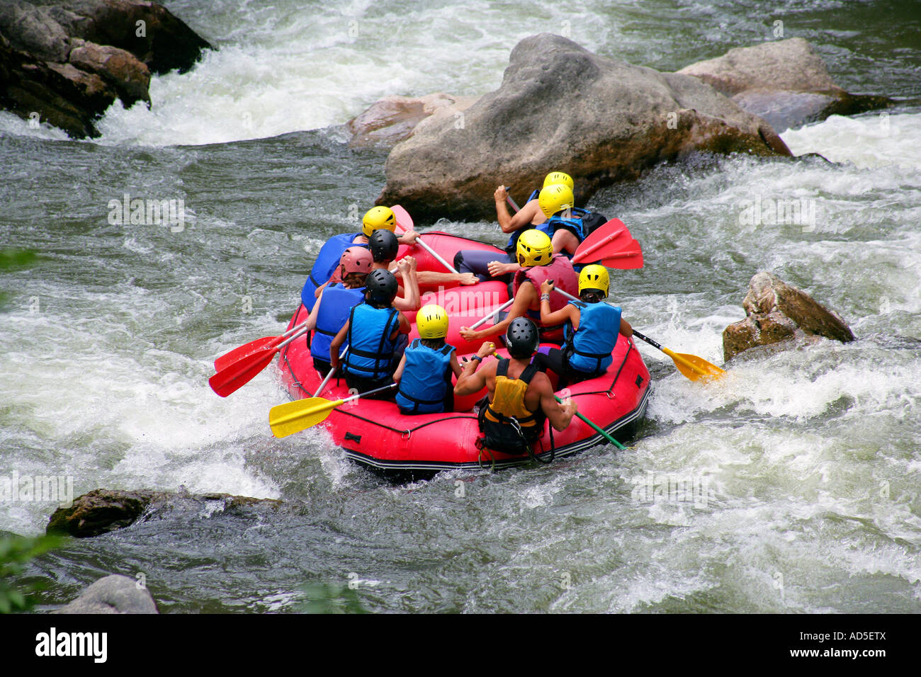 Group of people rafting Stock Photo - Alamy