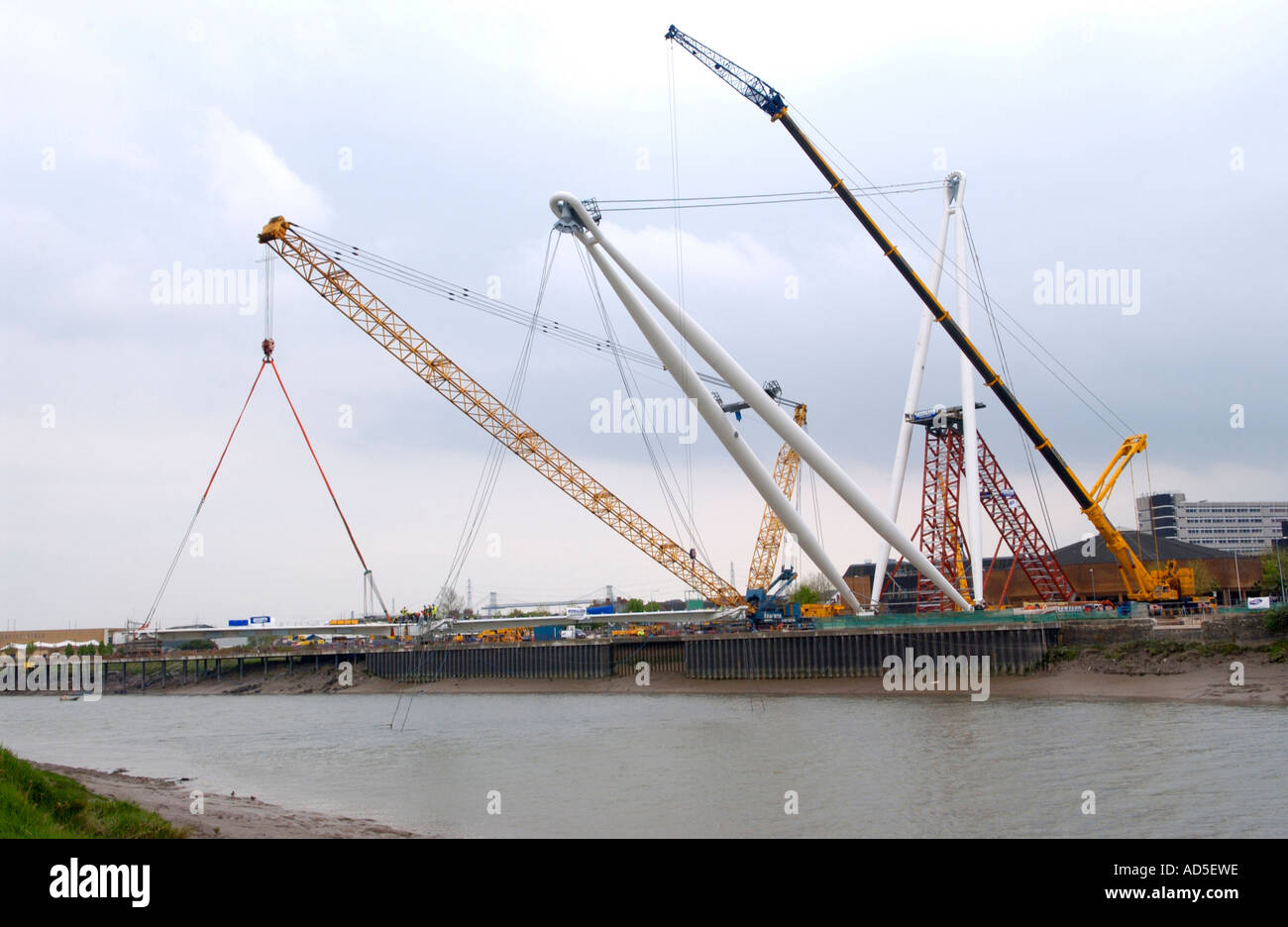 Bridge under construction over the River Usk in Newport City Centre ...
