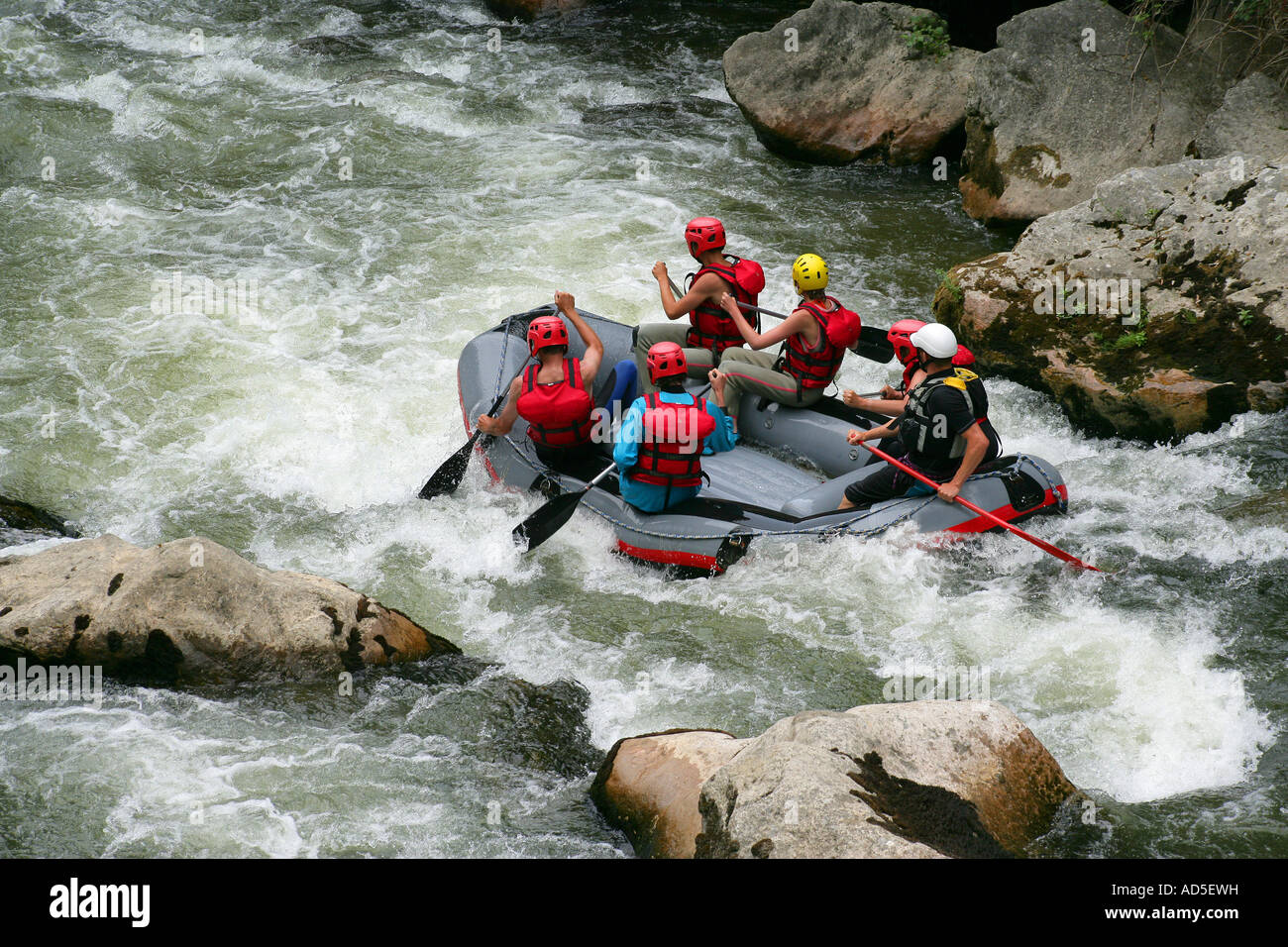 Group of people rafting Stock Photo - Alamy
