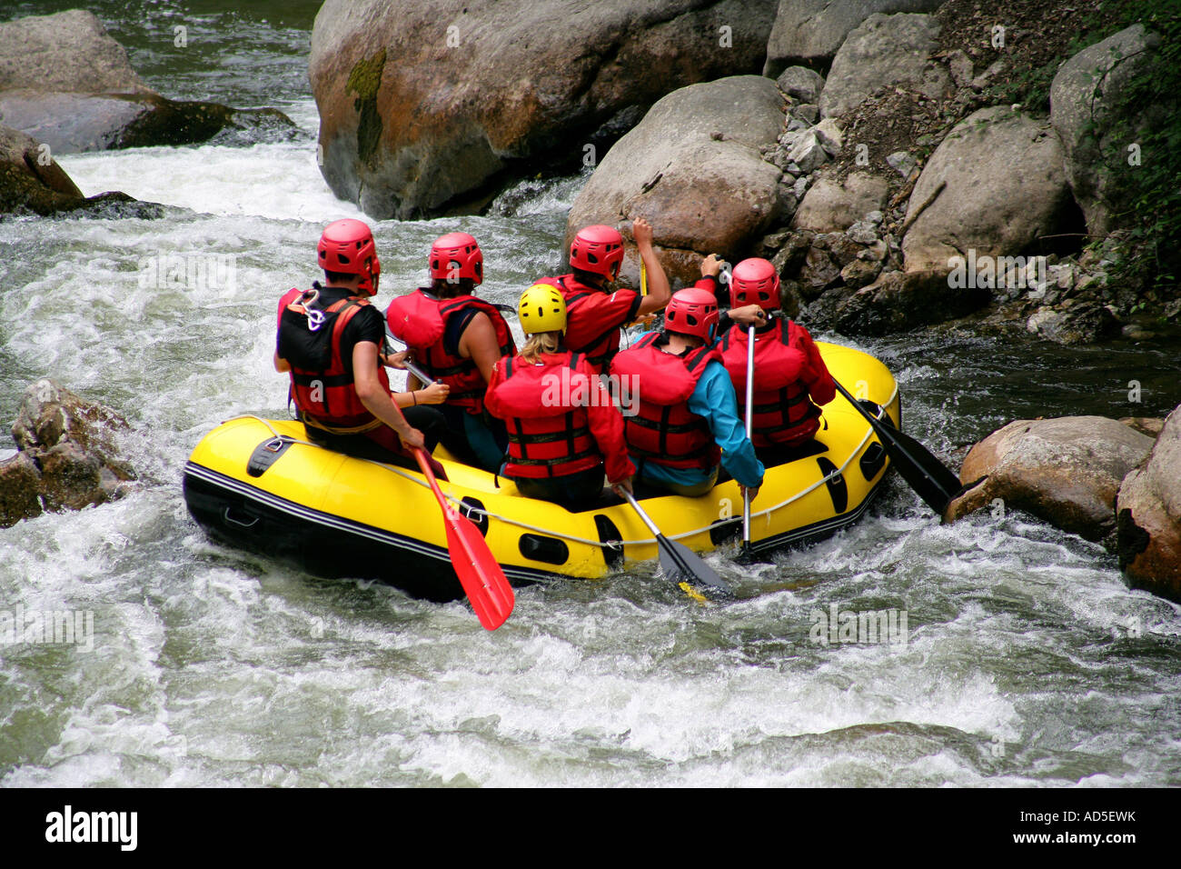 Group of people rafting Stock Photo - Alamy