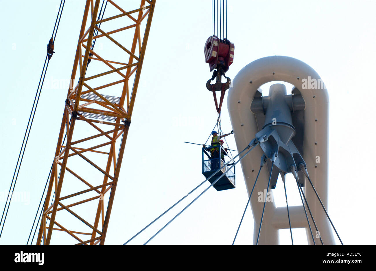 Foot and cycle bridge under construction over the River Usk at Newport ...