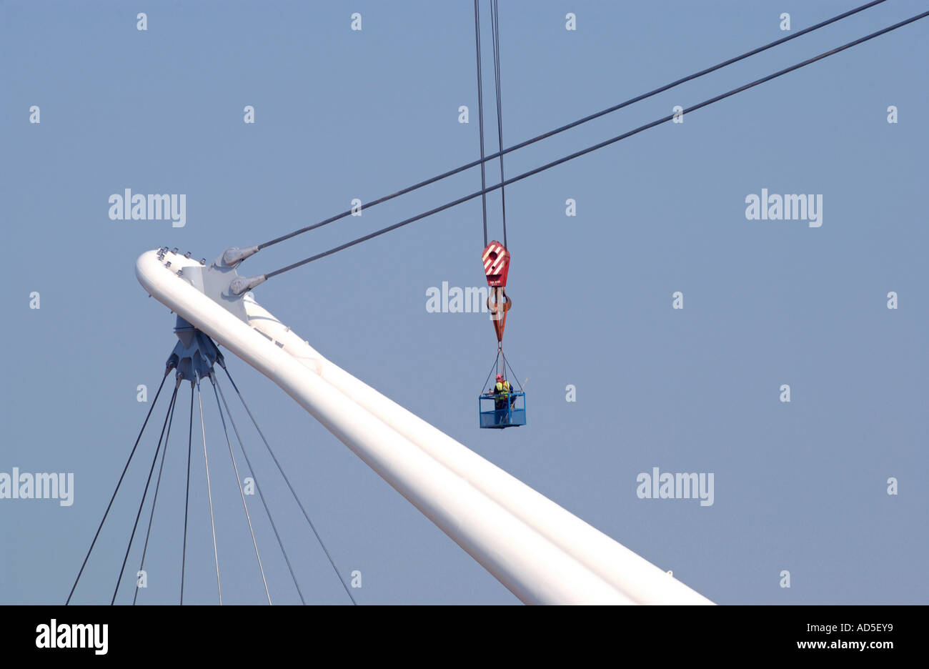 Foot and cycle bridge under construction over the River Usk at Newport ...