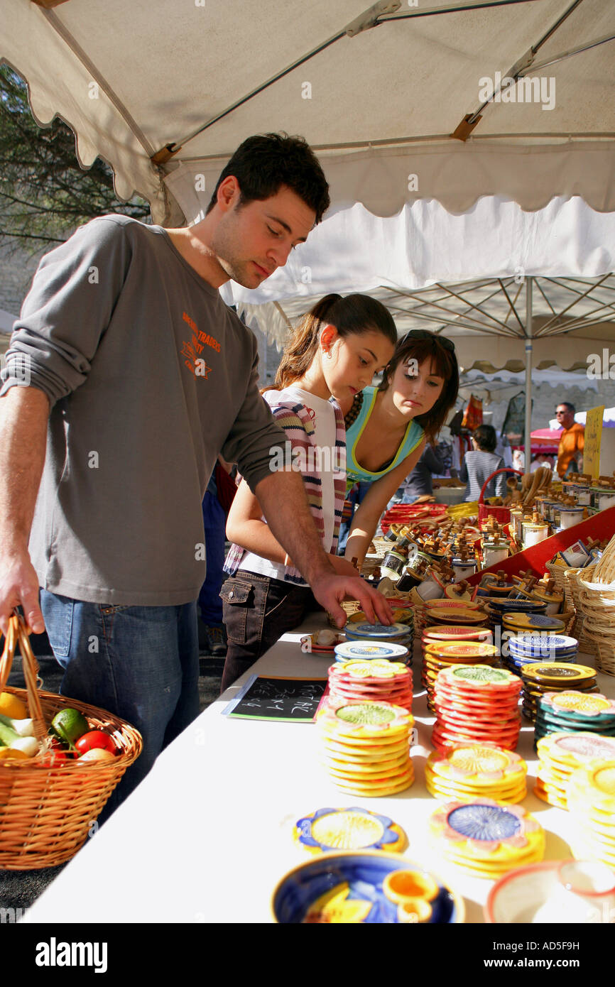 Family at the marketplace Stock Photo - Alamy