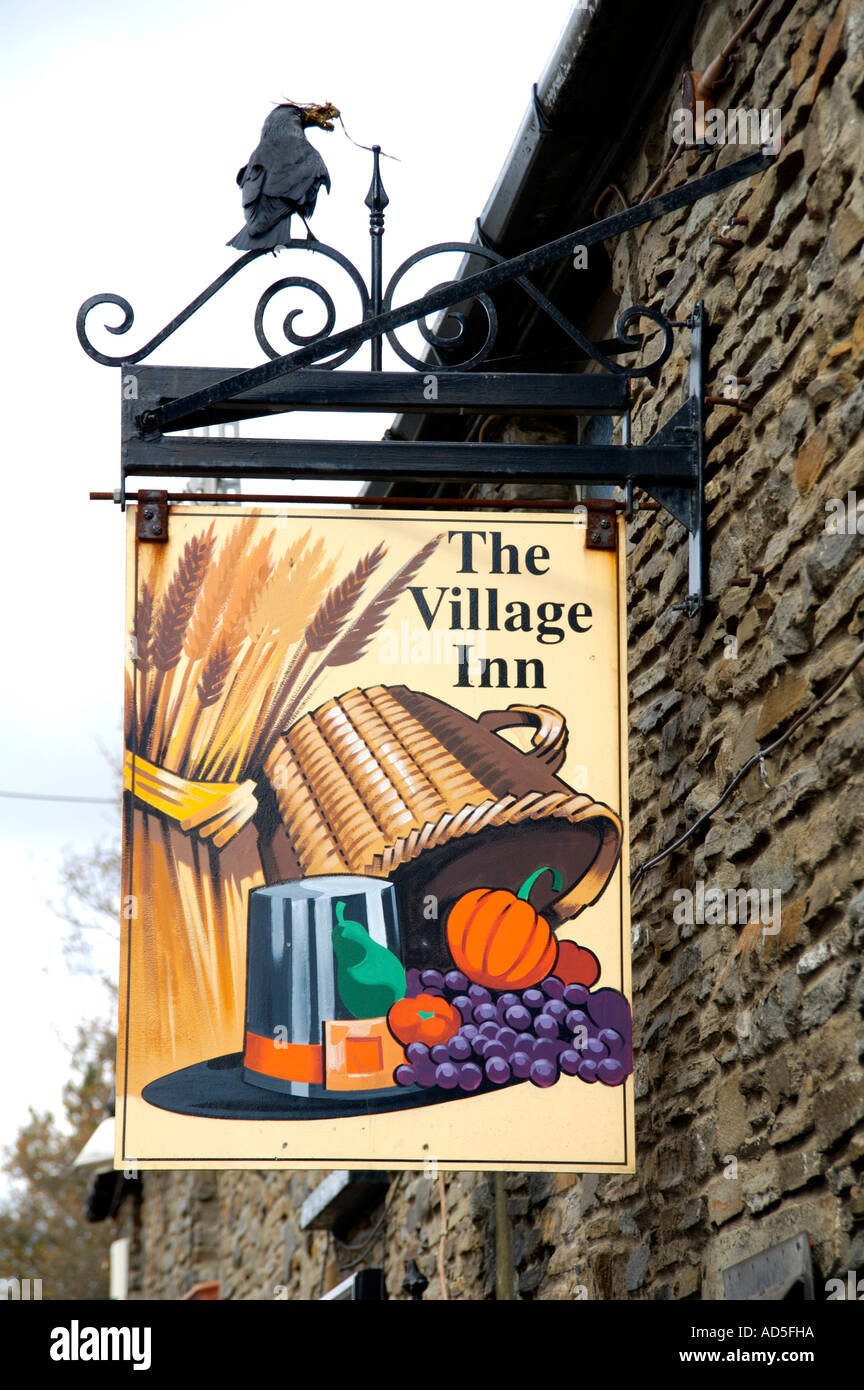 Sign at boarded up Village Inn pub in Nelson near Caerphilly South ...