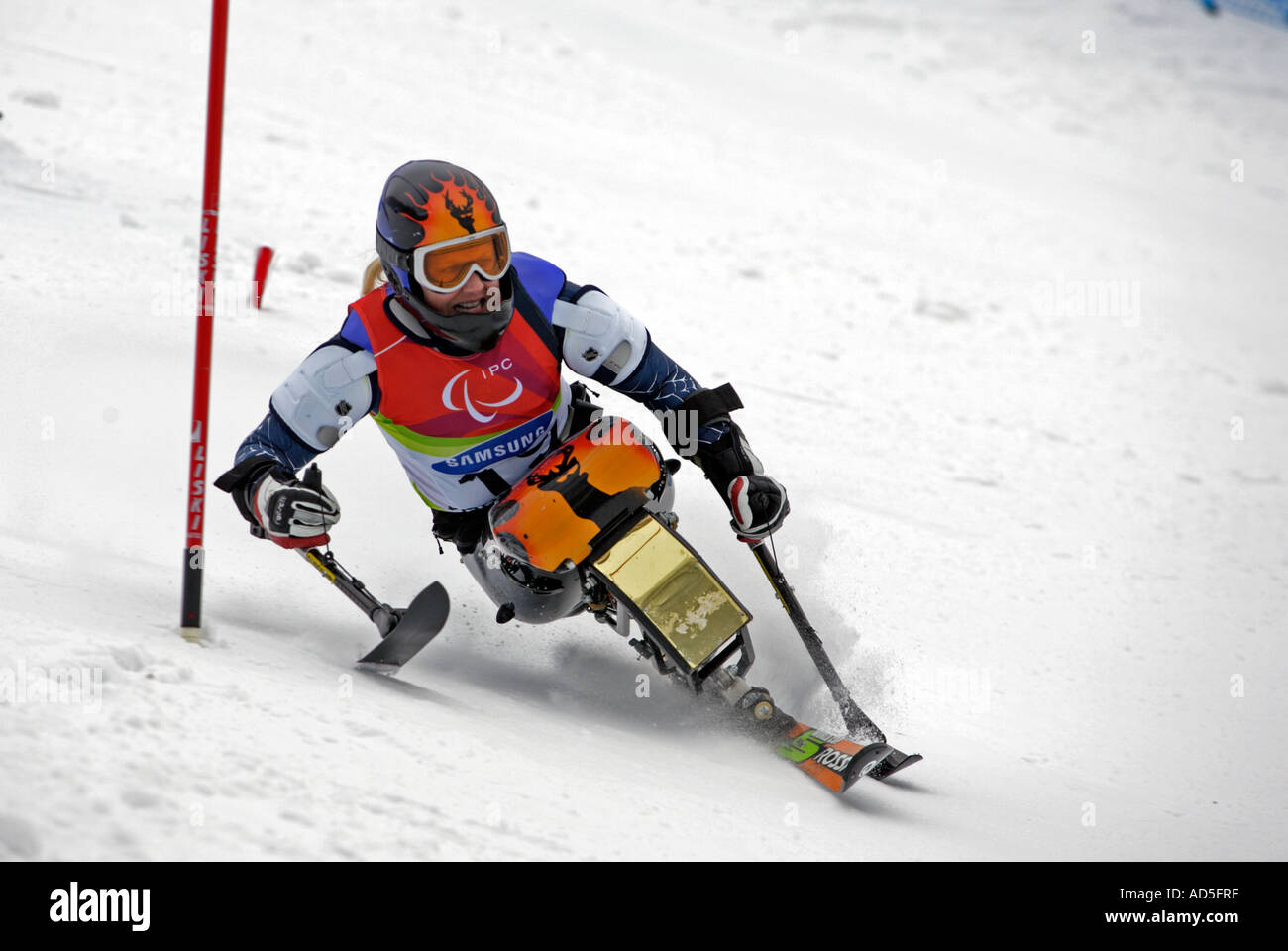 Stephani Victor of the USA in the Womens Alpine Skiing Slalom Sitting ...