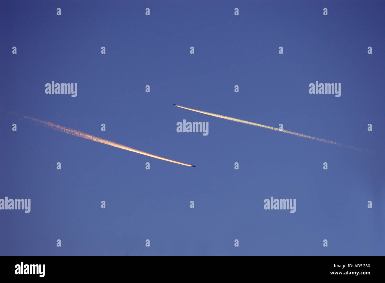 Jet stream aircraft aeroplane plane transport travel leisure blue sky ...