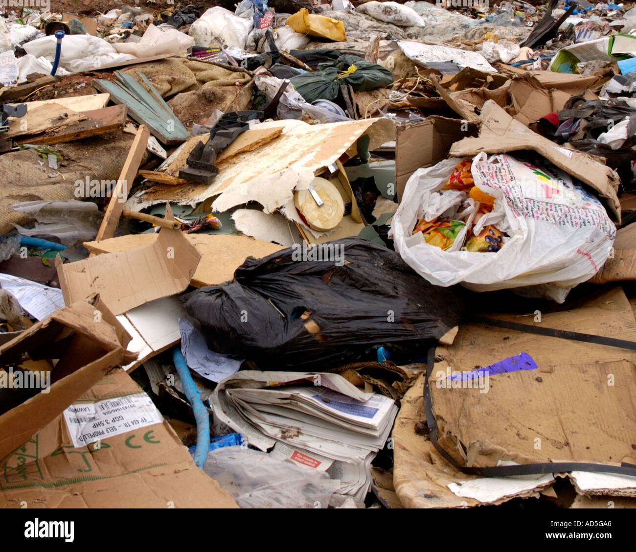 waste products in landfill climate change pollution fly tipping Stock ...