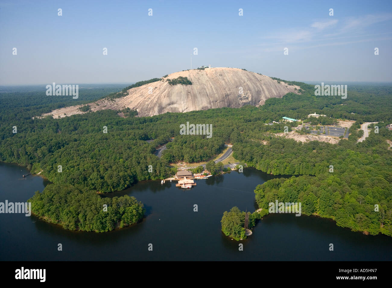 Stone Mountain in Atlanta, Georgia as seen from an aerial perspective ...