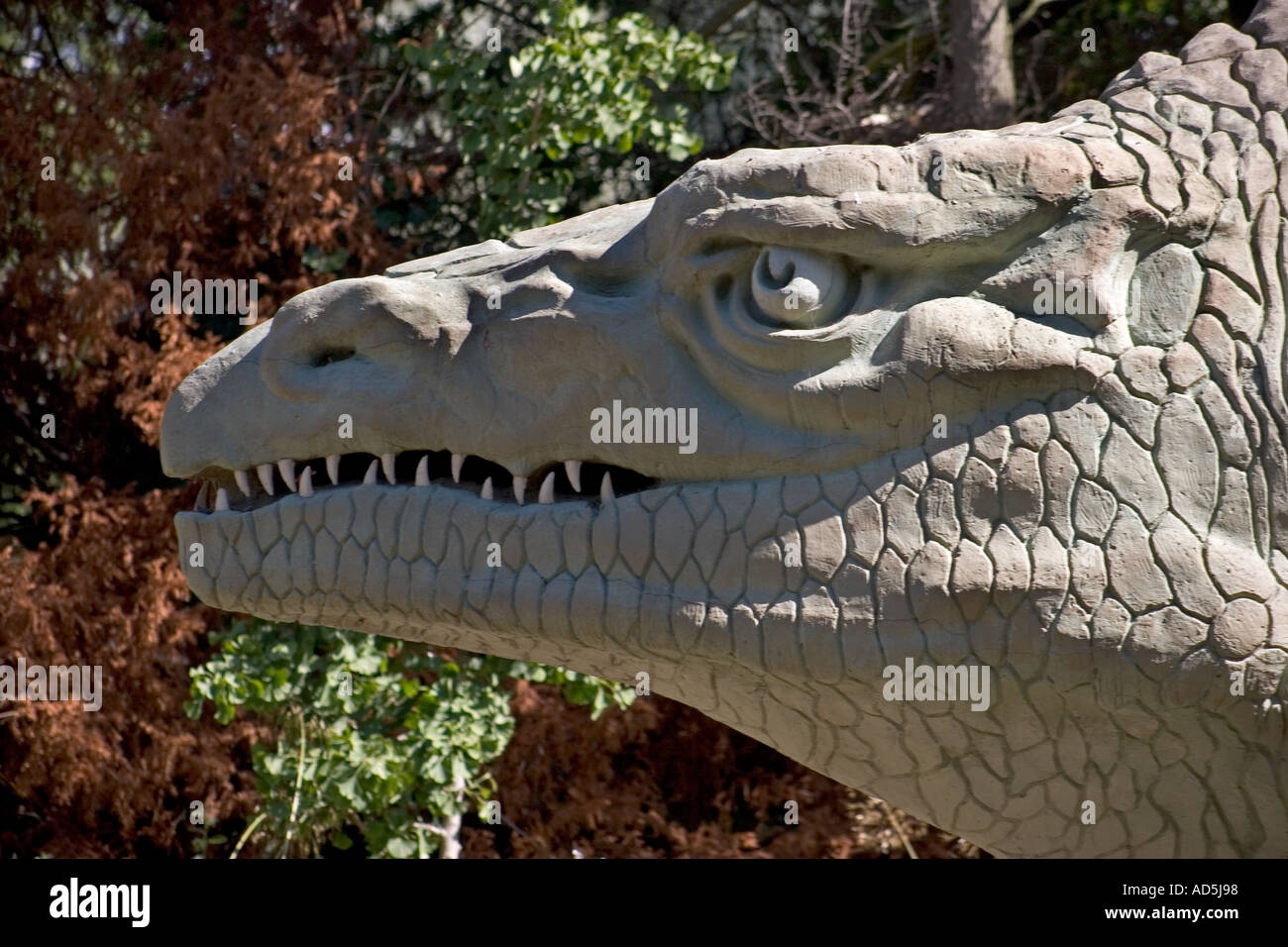 Close-up of Dinosaurs Head at the Dinosaur Park Crystal Palace London ...
