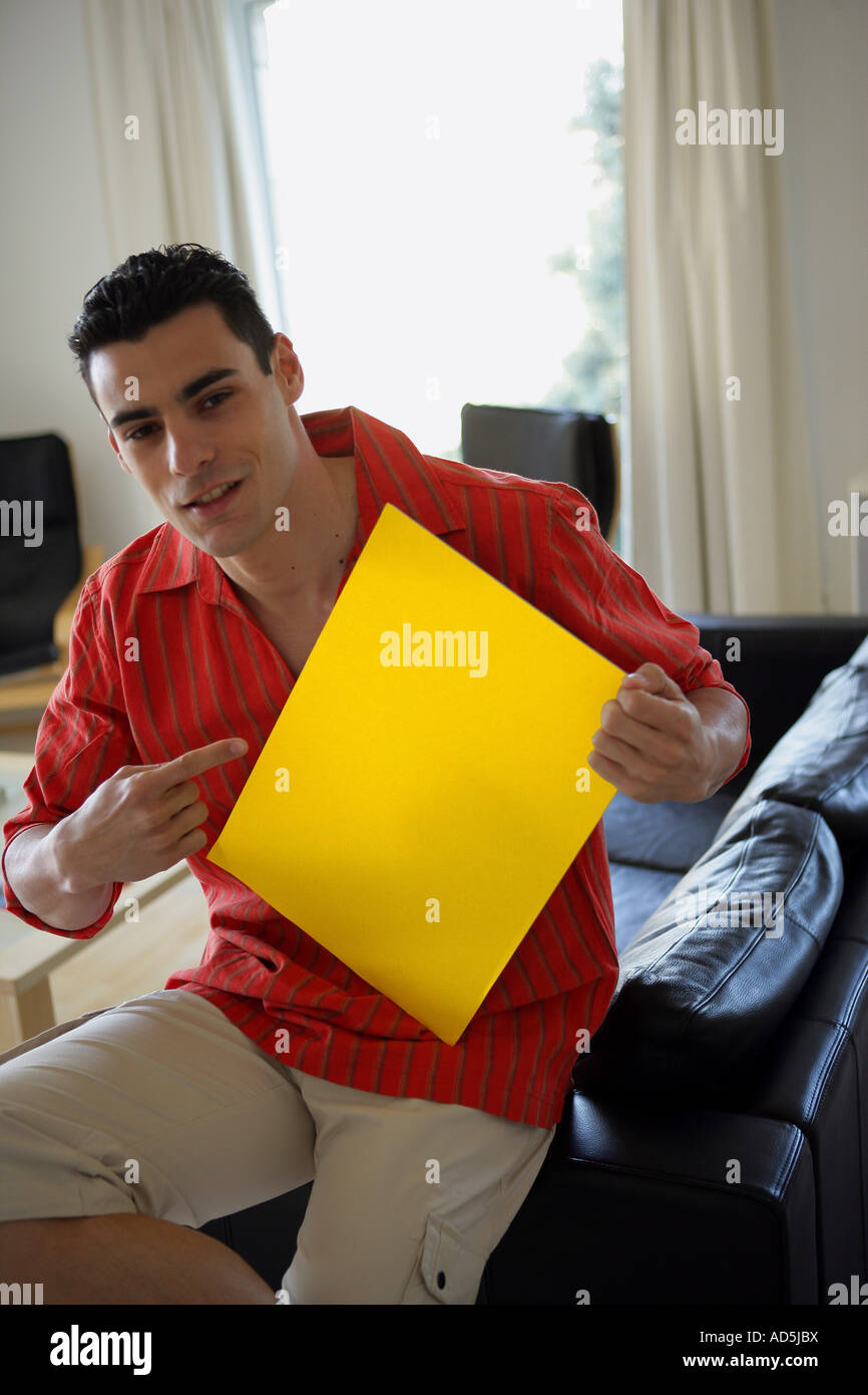 Man showing a display board Stock Photo - Alamy