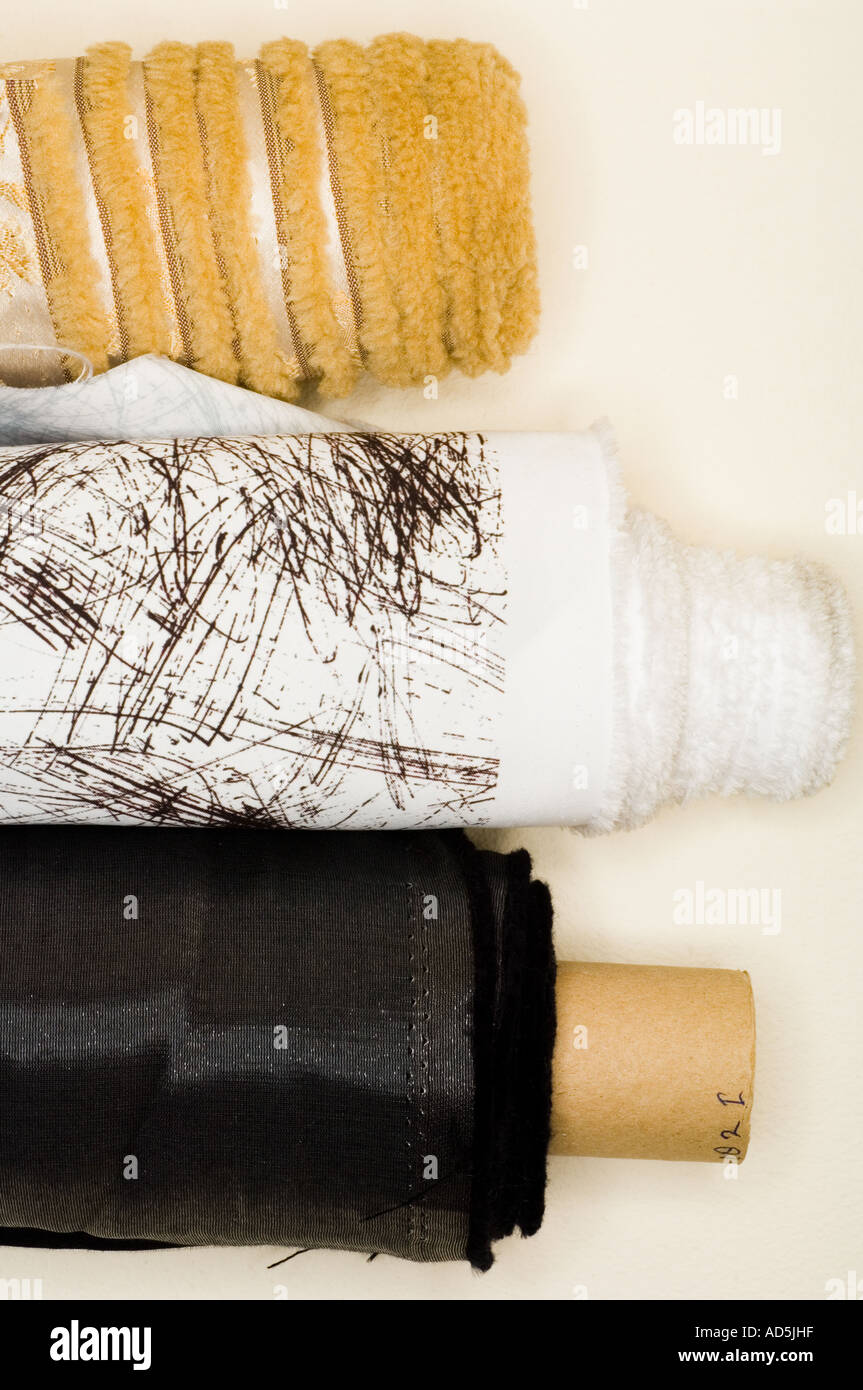 Three 3 rolls of cloth material Still Life Stock Photo - Alamy