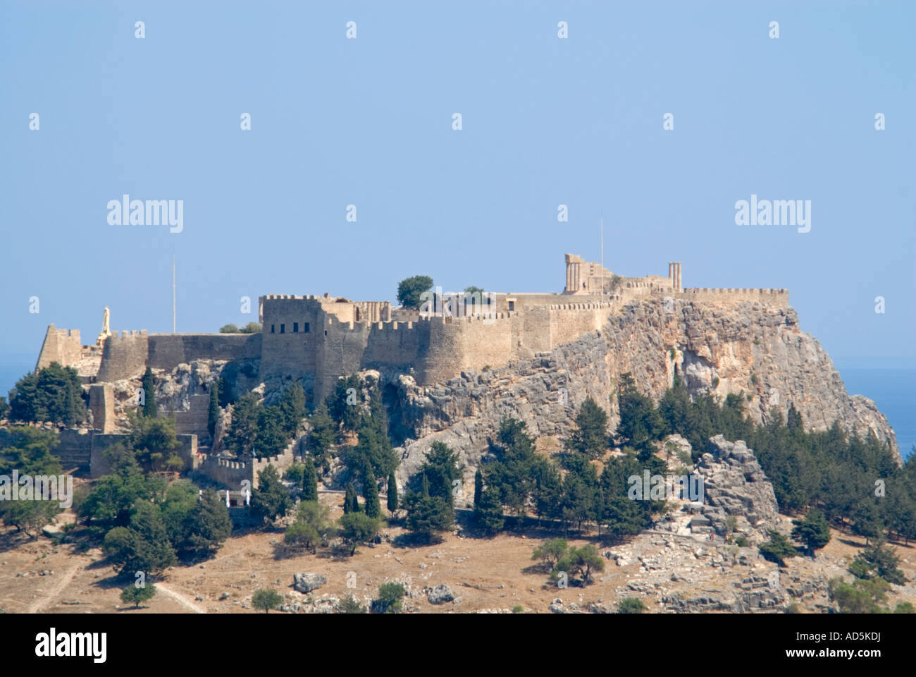 Horizontal view across to the Roman acropolis ruins perched on the ...