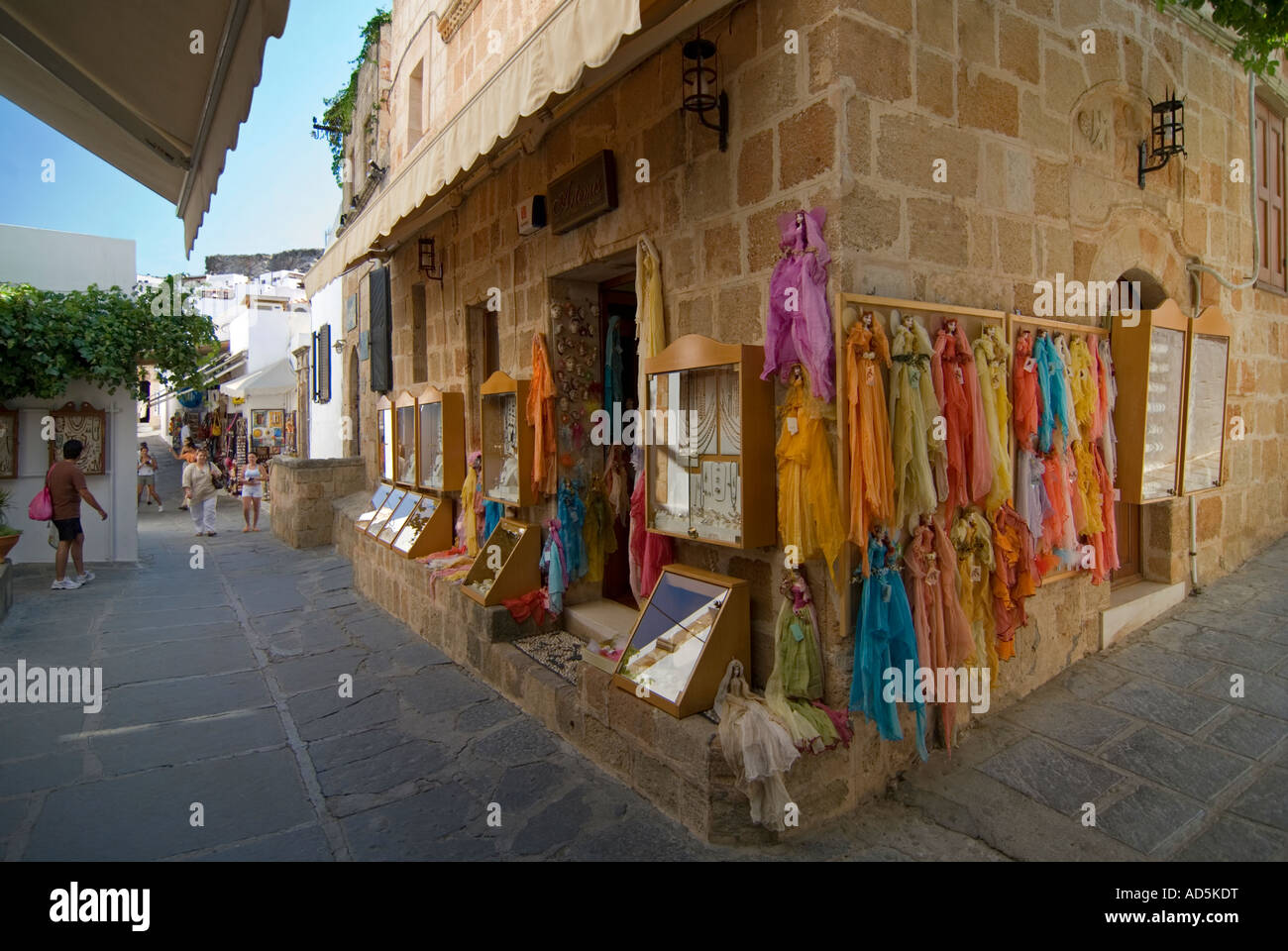 Horizontal wide angle of a narrow street corner in the quaint village ...