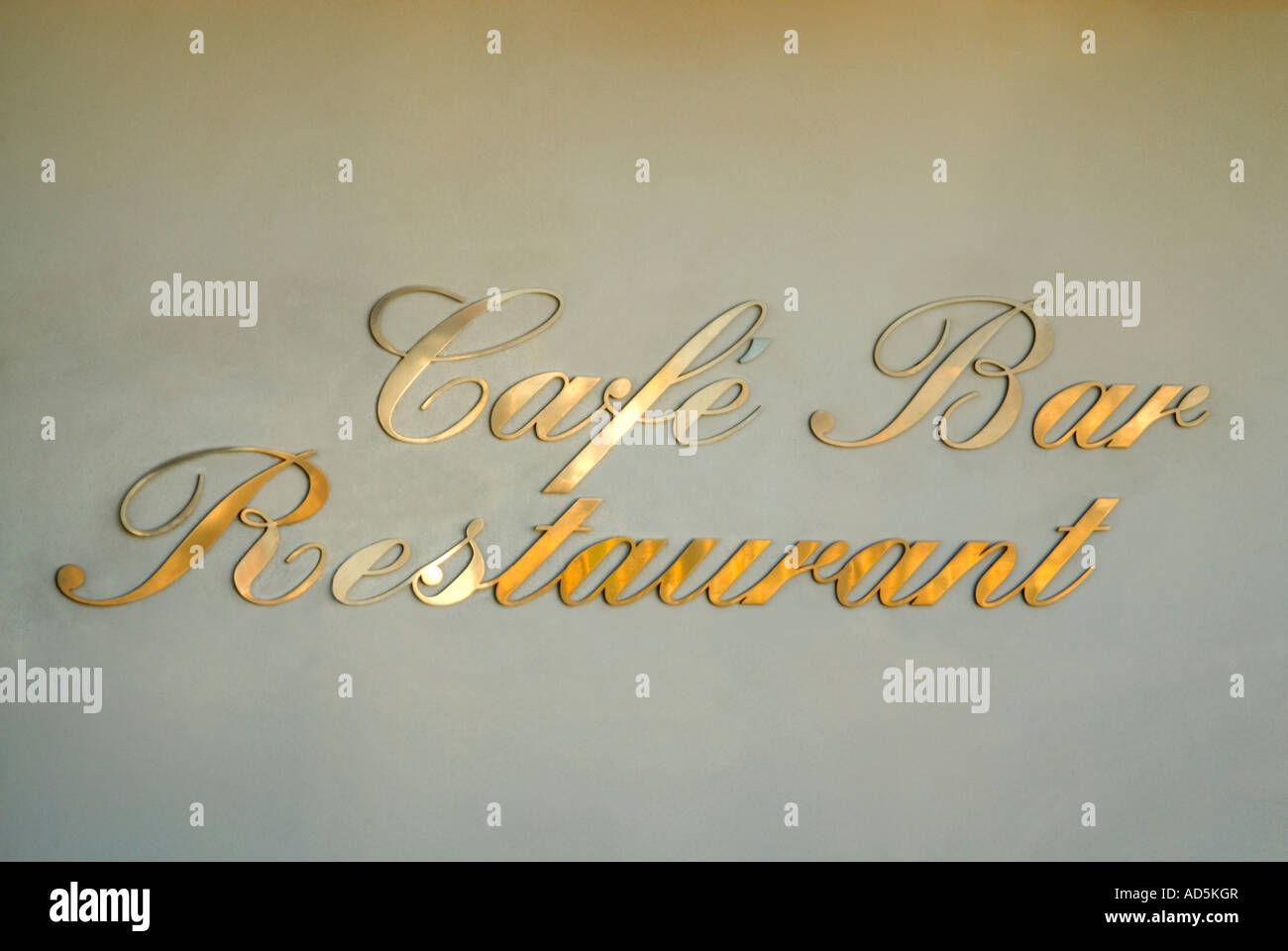 Horizontal close up of a Cafe, Restaurant and Bar sign in classic ...