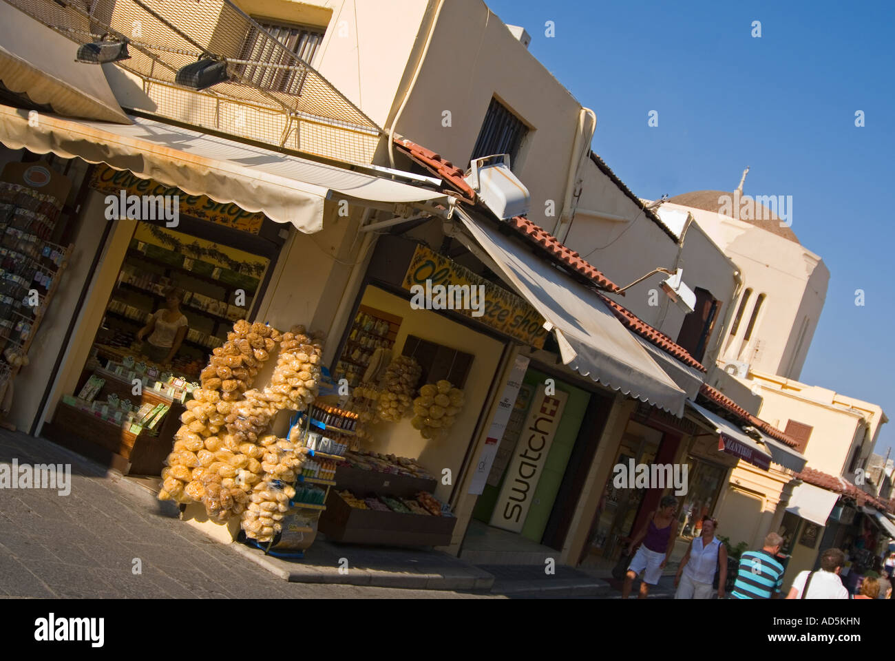 Horizontal wide angle of a traditional Greek souvenir shop in the ...
