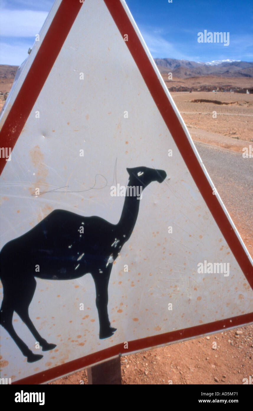 Roadsign indicating deserts Sahara Morocco North Africa Stock Photo - Alamy