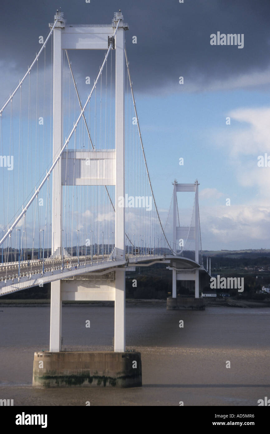 Severn Bridge from the motorway viewing area Aust Bristol Stock Photo ...