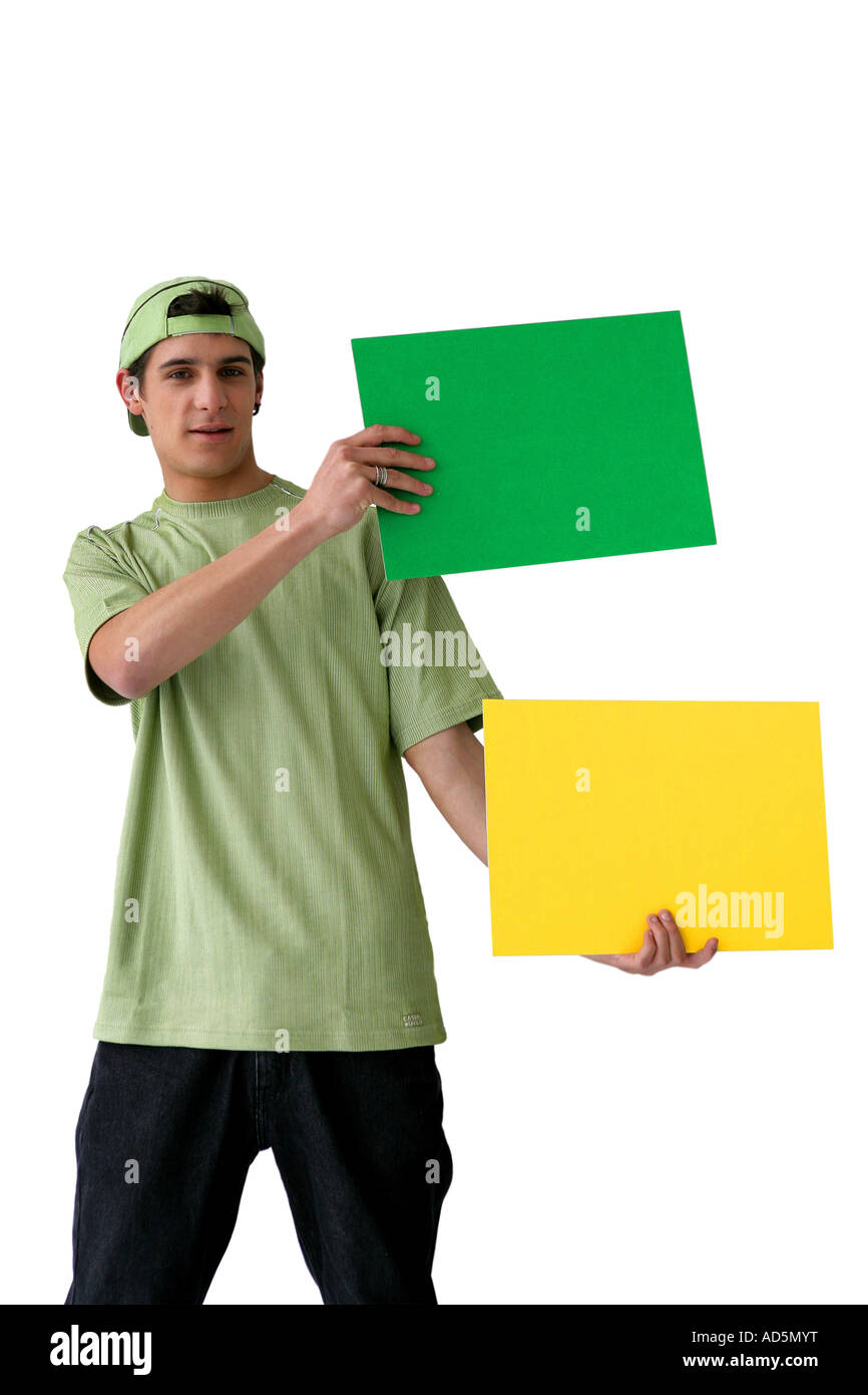 Man showing display panels Stock Photo - Alamy
