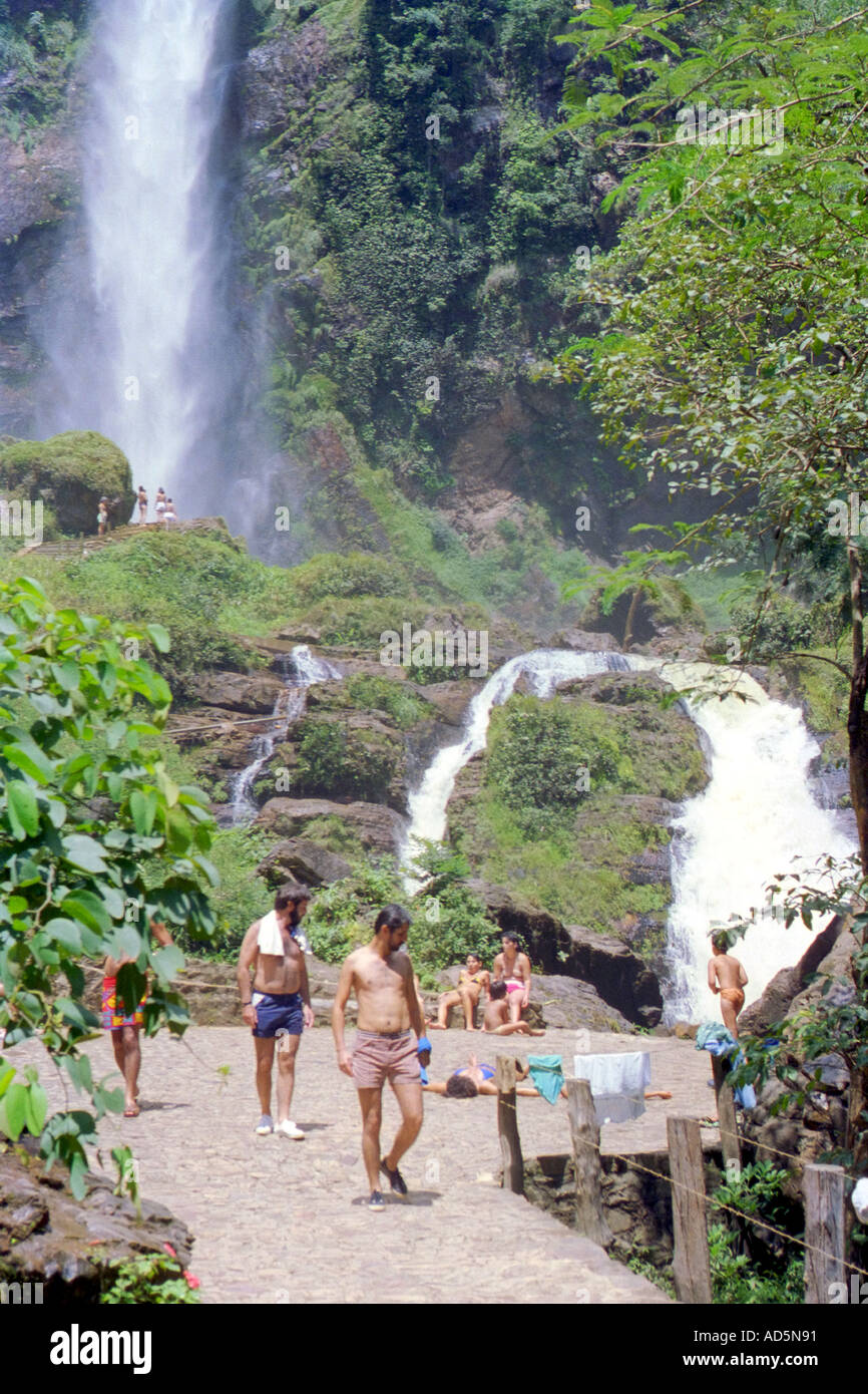 People at Itiquira Water Fall Formosa Brazil Stock Photo - Alamy