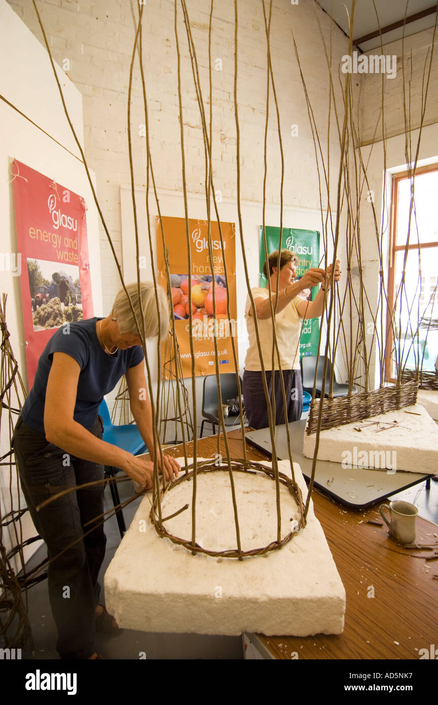 People making hand made baskets at a Willow weaving workshop at the ...