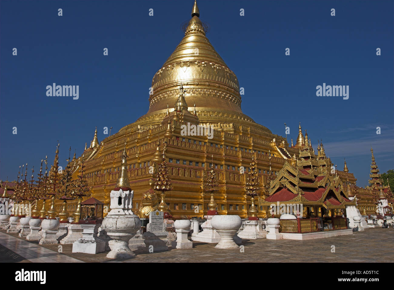Myanmar Bagan Shwezigon Paya first built by King Anawrahta and ...