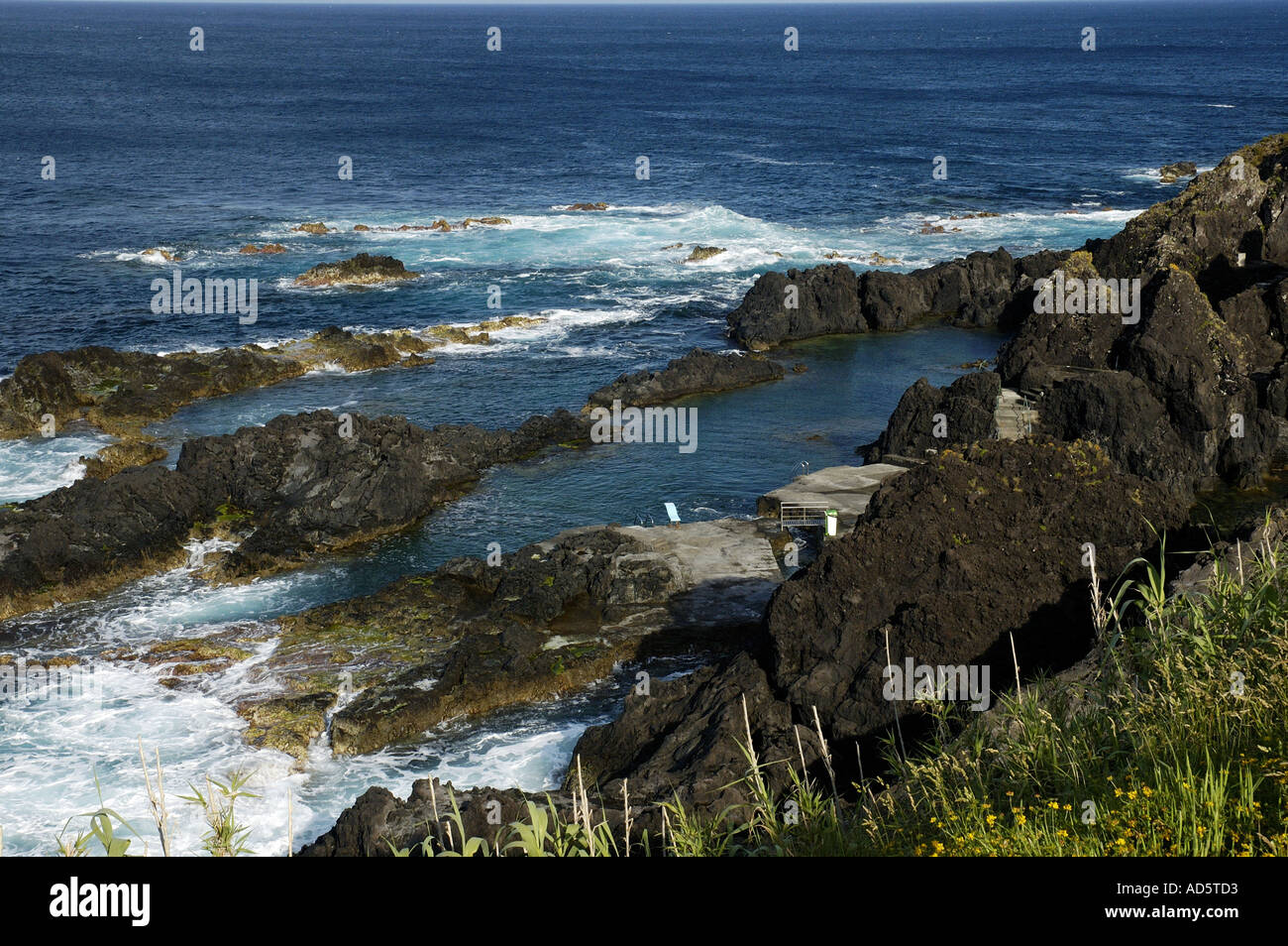 Natural swimming pools Santa Cruz Flores island Azores Stock Photo - Alamy