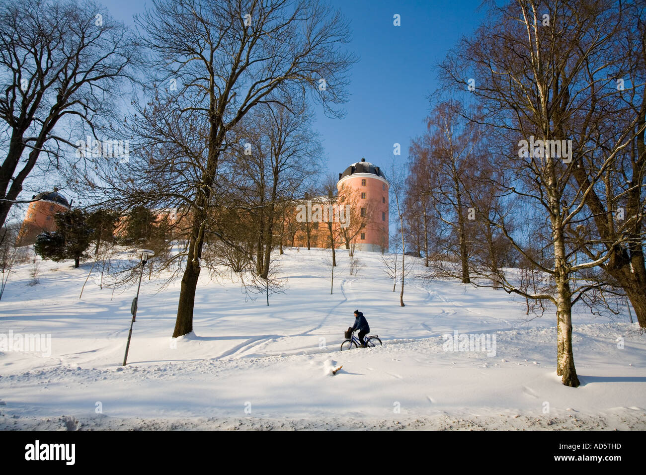 Uppsala 16th century castle, Sweden, snow bound, bright sun with ...
