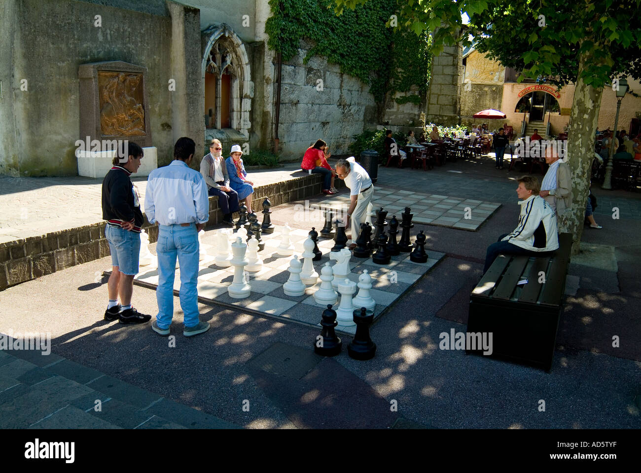 People playing giant chess in Aix les Bains Savoie France Stock Photo ...