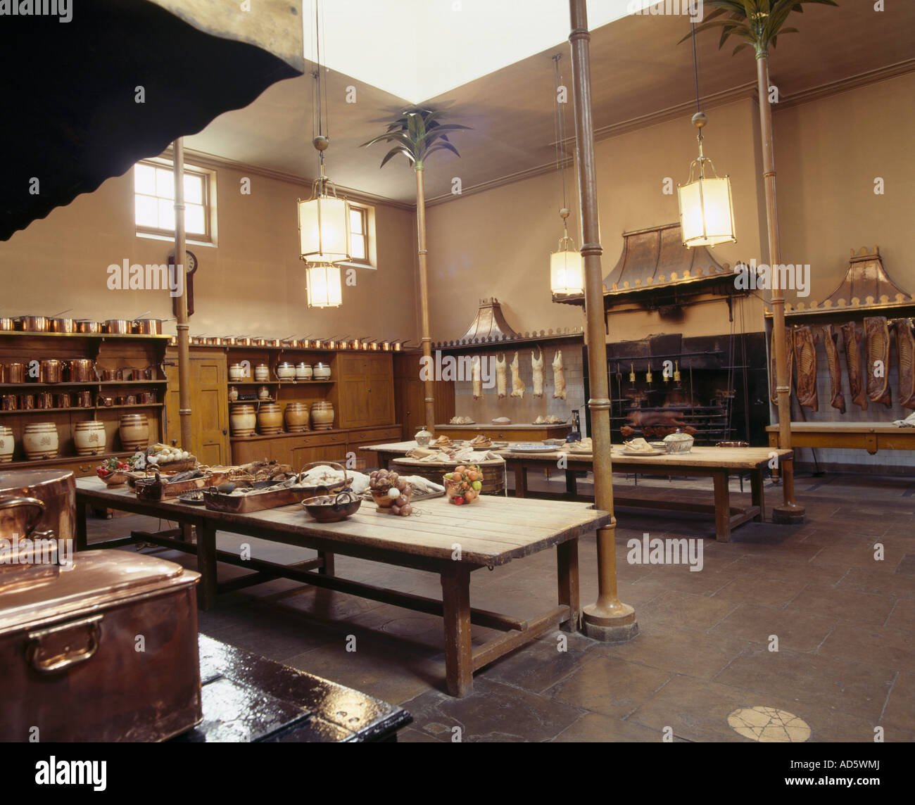 Large cream Edwardian country kitchen with laarge wooden food ...