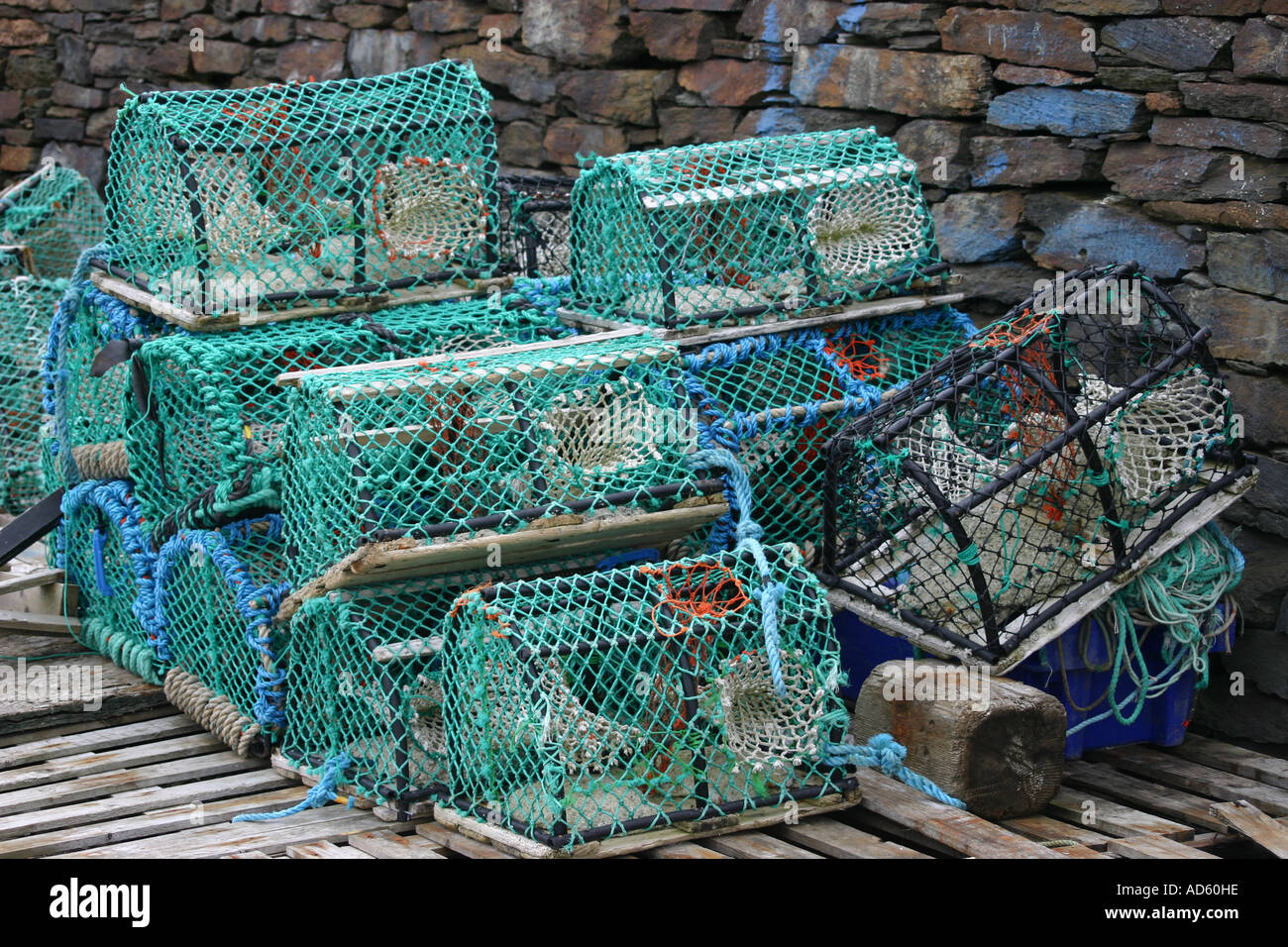 Ireland lobster pots fishing Stock Photo - Alamy