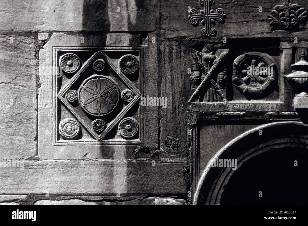 Greece Athens Stone Orthodox Greek Symbols On Church Wall Agia Stock ...