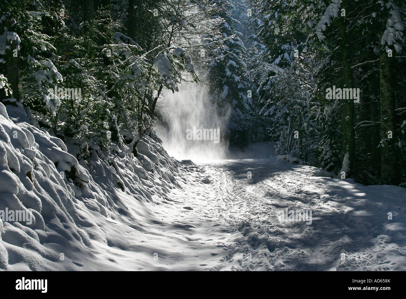 snow-covered track raised Stock Photo - Alamy
