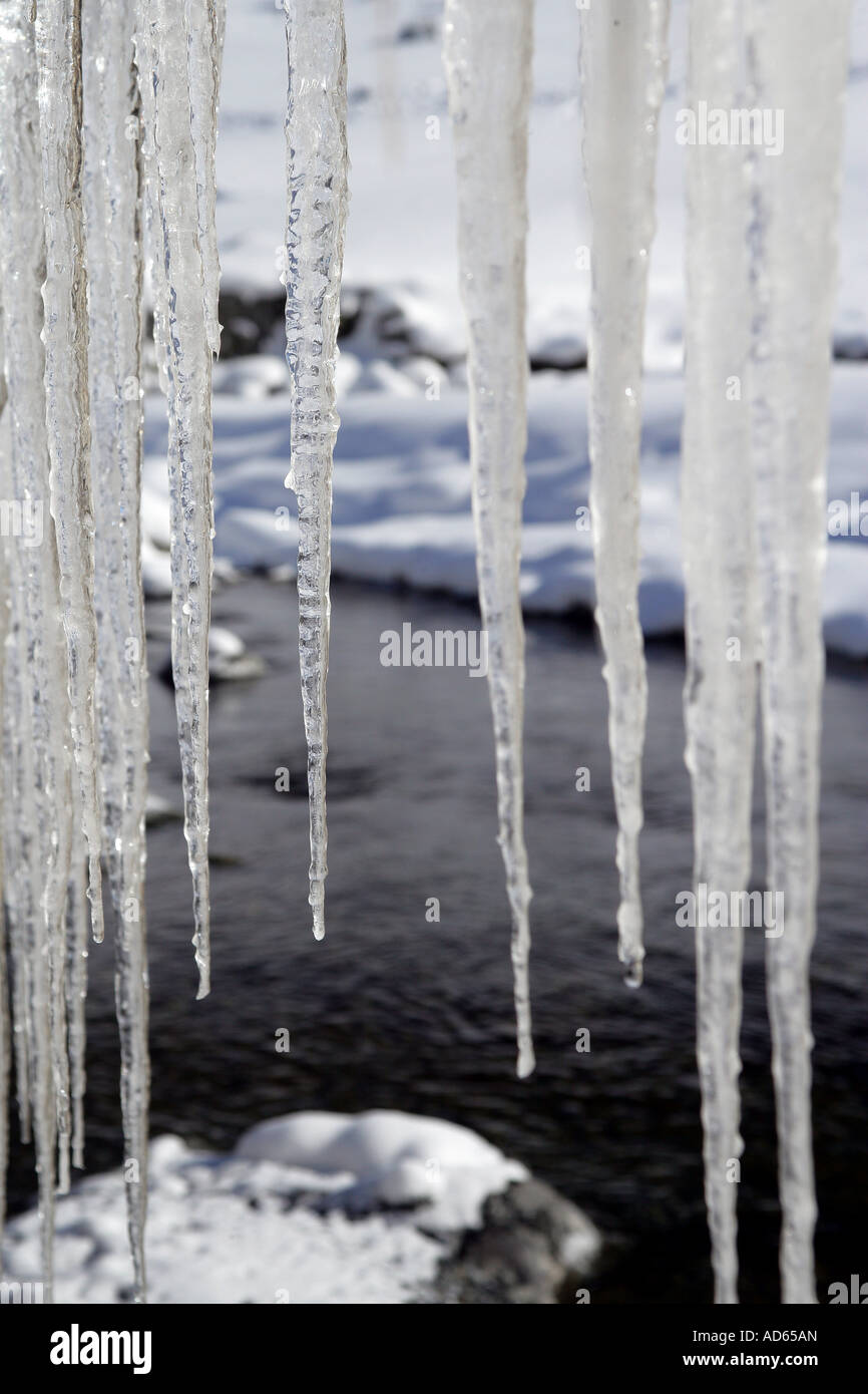 stalactites of ice in a landscape of snow Stock Photo - Alamy